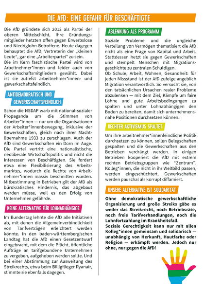 Flyer M AfD Eine Gefahr für Beschäftigte Shop Aufstehen gegen